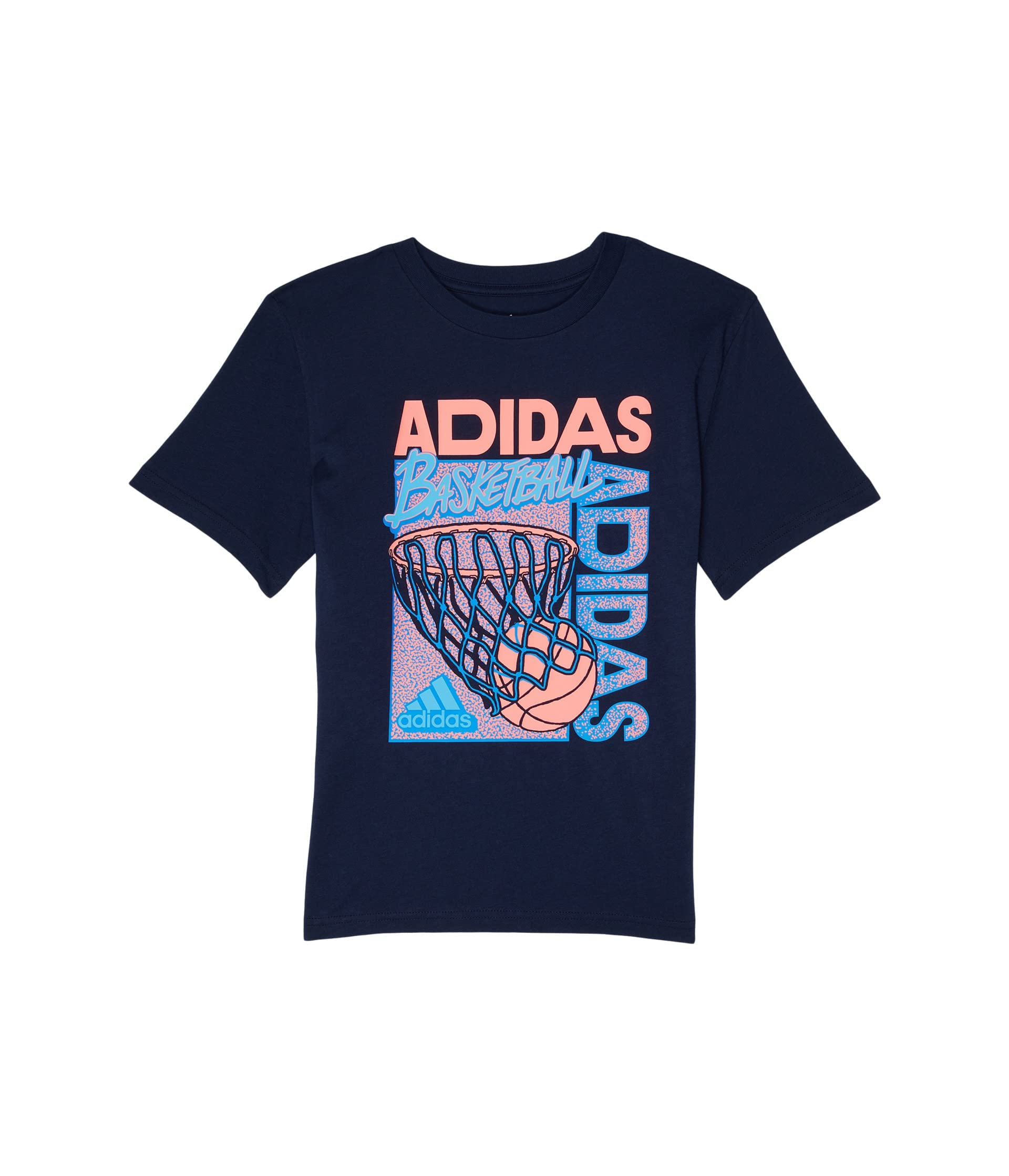 adidas Boy's Basketball Tee (Big Kids) Navy LG (14-16 Big Kids)