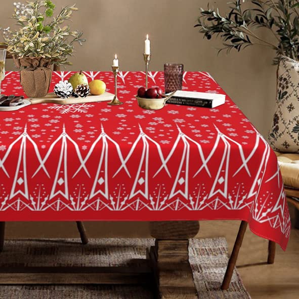 Abaysto Rectangle Christmas Tablecloth Xmas Themed Snowflake Tabletop Cover Kitchen Dining Tablecloth Farmhouse Rustic Party Outdoor Decor for Christmas, Winter, and Holiday