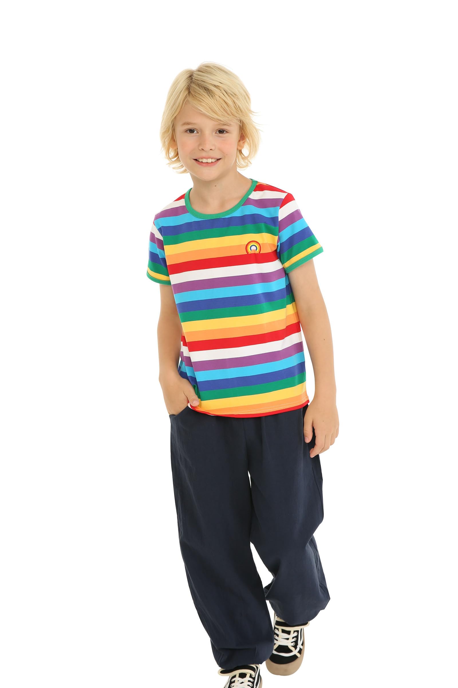Mud Kingdom Toddler Boys T-Shirts Short Sleeve Rainbow Stripe 24 Months