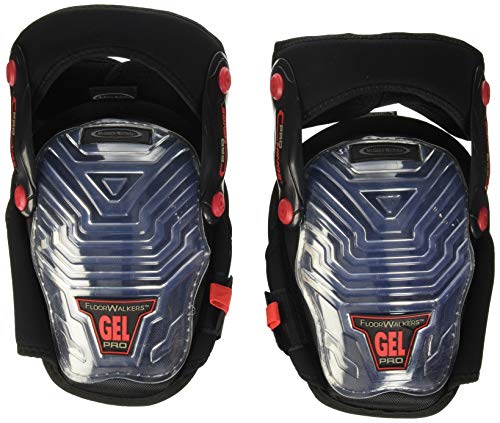 McGuire-Nicholas 30511-1 Pro Hinge Floor Walker Gel Gripper Protective Work Knee Pads, Non-Marring Knee Pads for Flooring, Construction, Painting, Welding, Plumbing Black/Clear