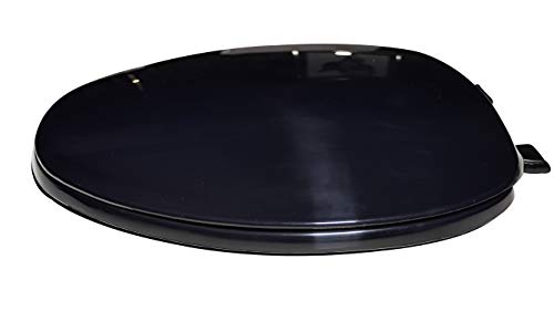 Centoco Black Toilet Seat Elongated, Toilet Seat Cover, Closed Front with Cover, Residential, Top Mount Plastic Hinge, Plastic, Made in the USA, 600-407