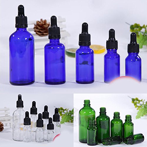 Mggsndi Empty Amber Bottle Glass Essential Oil Liquid Aromatherapy+Dropper Cap Tool - Easy to Use and Clean for Storing Chemistry and Laboratory Chemicals, Perfumes Green 30ml