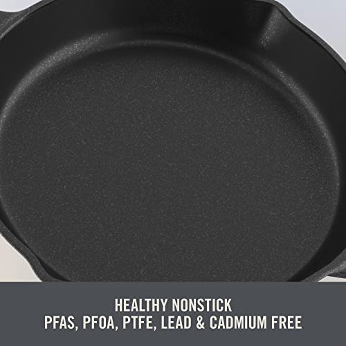 DASH Zakarian by Dash 9"x13" Nonstick Cast Iron Pan with Pour Spout and Removable Silicone Grips for Searing, Baking, Broiling, Grilling and more - Blue