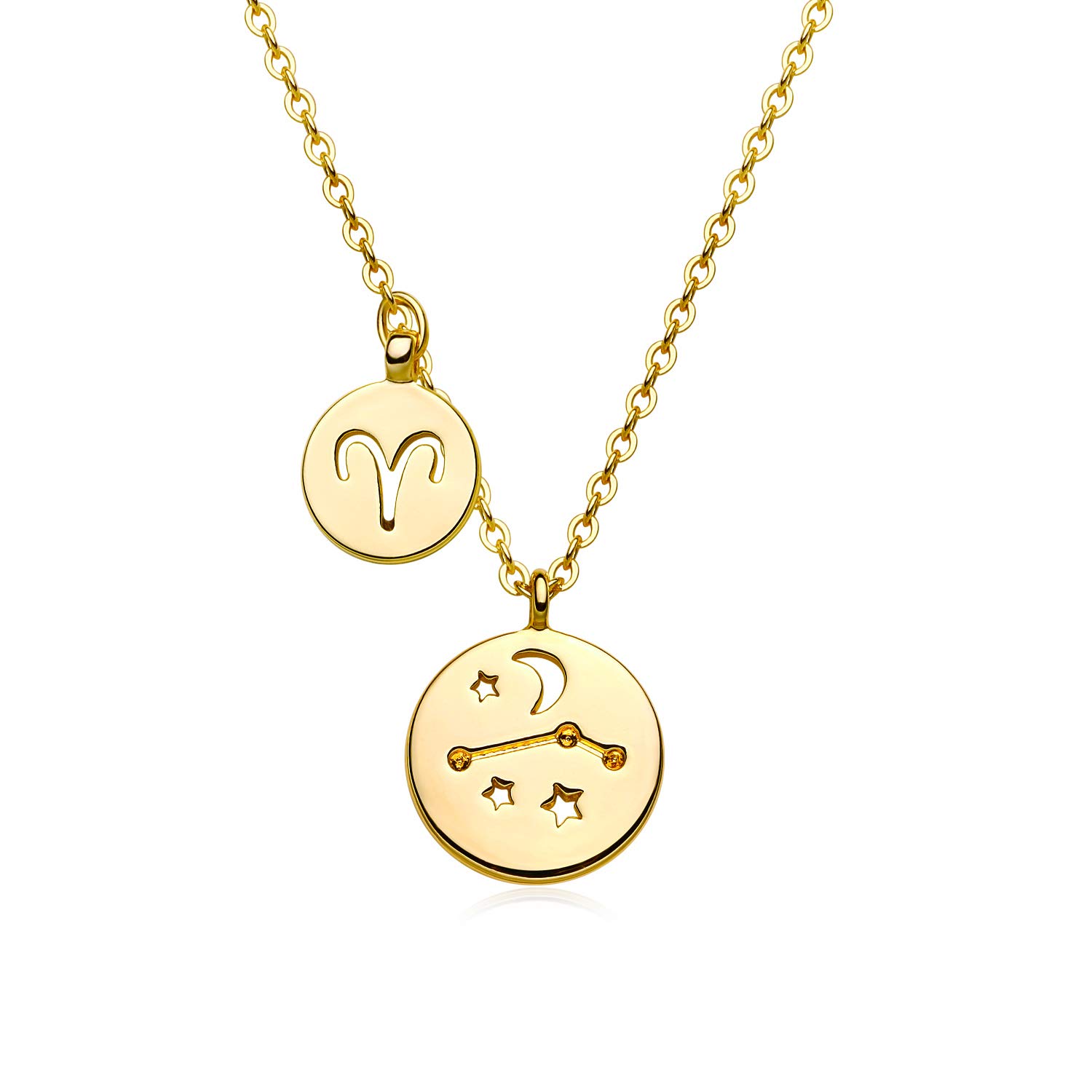 ABDOT Gold Zodiac Necklace for Women 18K Gold Plated Constellation Necklace Astrology Zodiac Star Necklace Birthday Gift for Women Aries Necklace