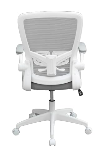 Boss Office Products Mesh Task Chair with Flip Up Arms, Grey/White