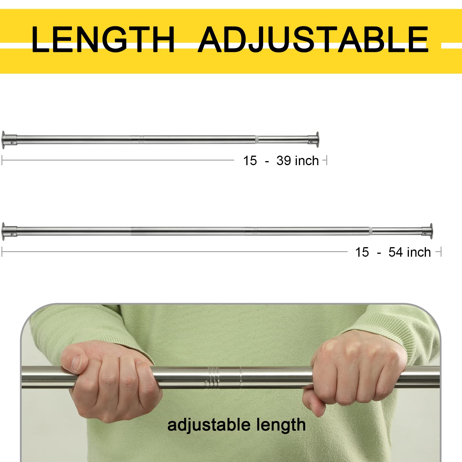 CALCHELE Closet Rods for Hanging Clothes Adjustable Closet Rod Sliver Closet Hanging Rod 15-54"