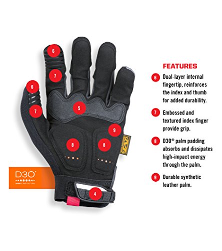 Mechanix Wear: M-Pact Work Gloves with Secure Fit, Work Gloves with Impact Protection and Vibration Absorption, Safety Gloves for Men (Black/Grey, Medium)