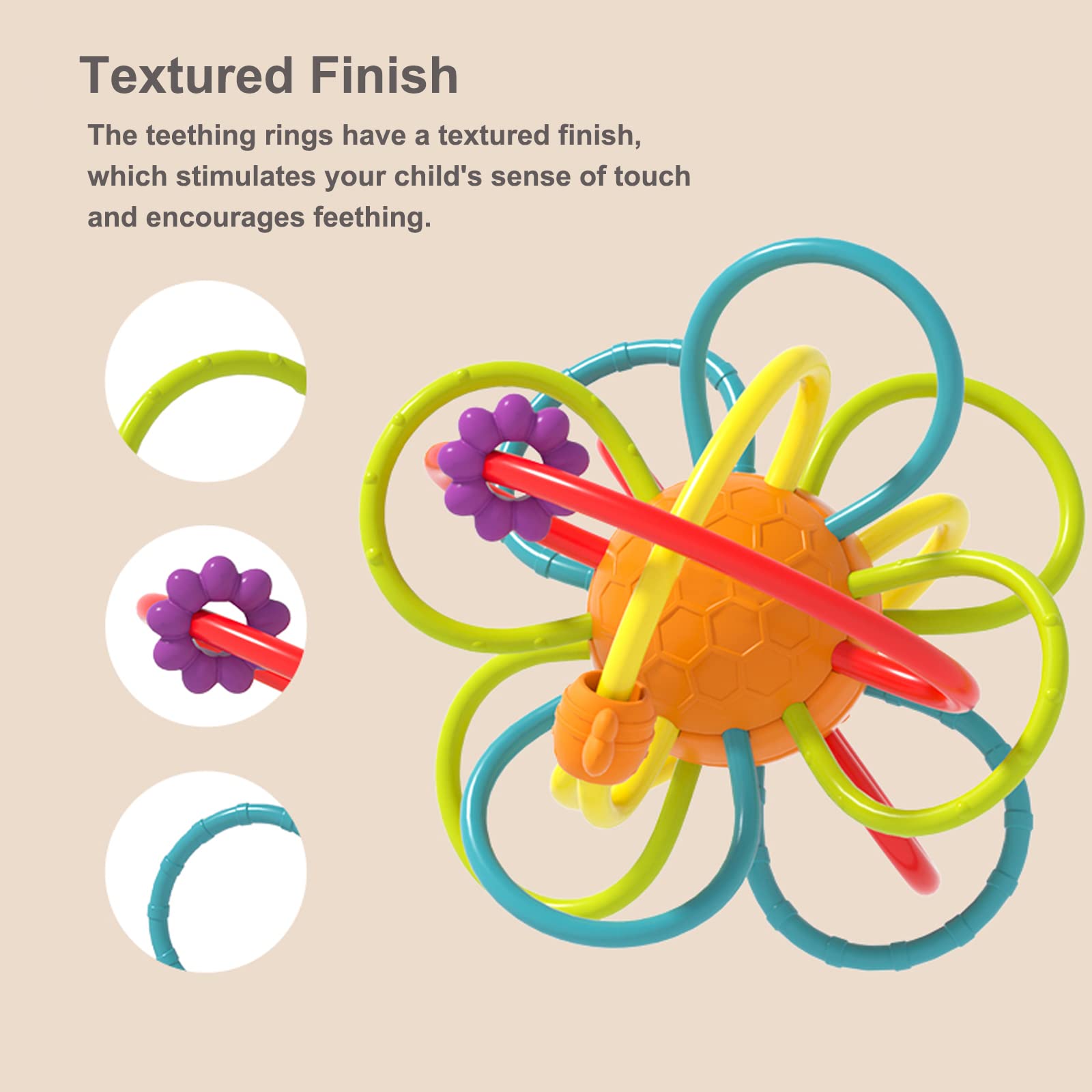 Yiosion Baby Teething Toys for Babies 0-6-12 Months, Baby Rattle Sensory Teether Toy 3-6 Months Teethers for Babies 0-6 Months Baby Sensory Infant Gift Toys for Newborn Baby
