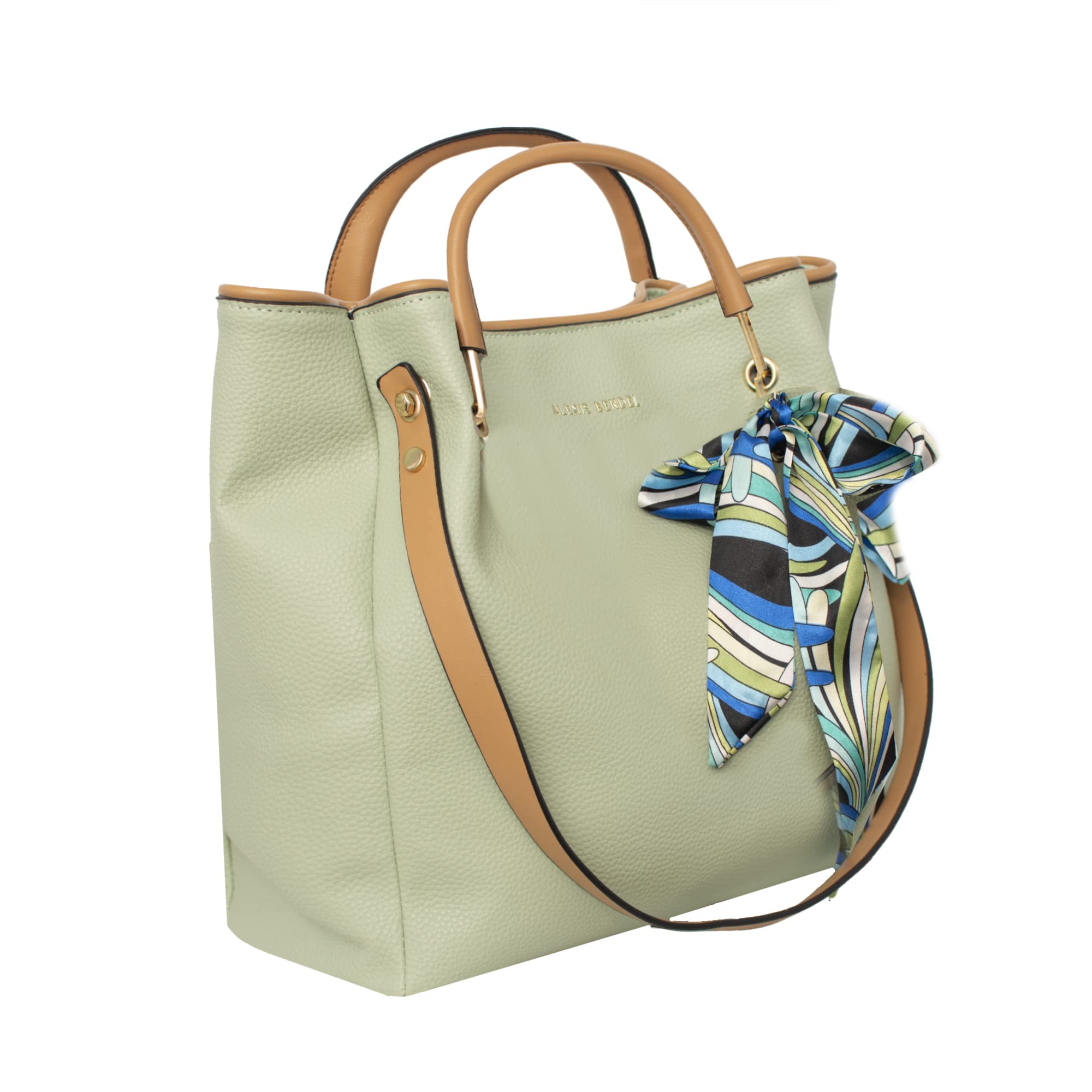 Alexis Bendel Women’s Vegan Leather Multi-style Shopper Tote Handbag W/Scarves