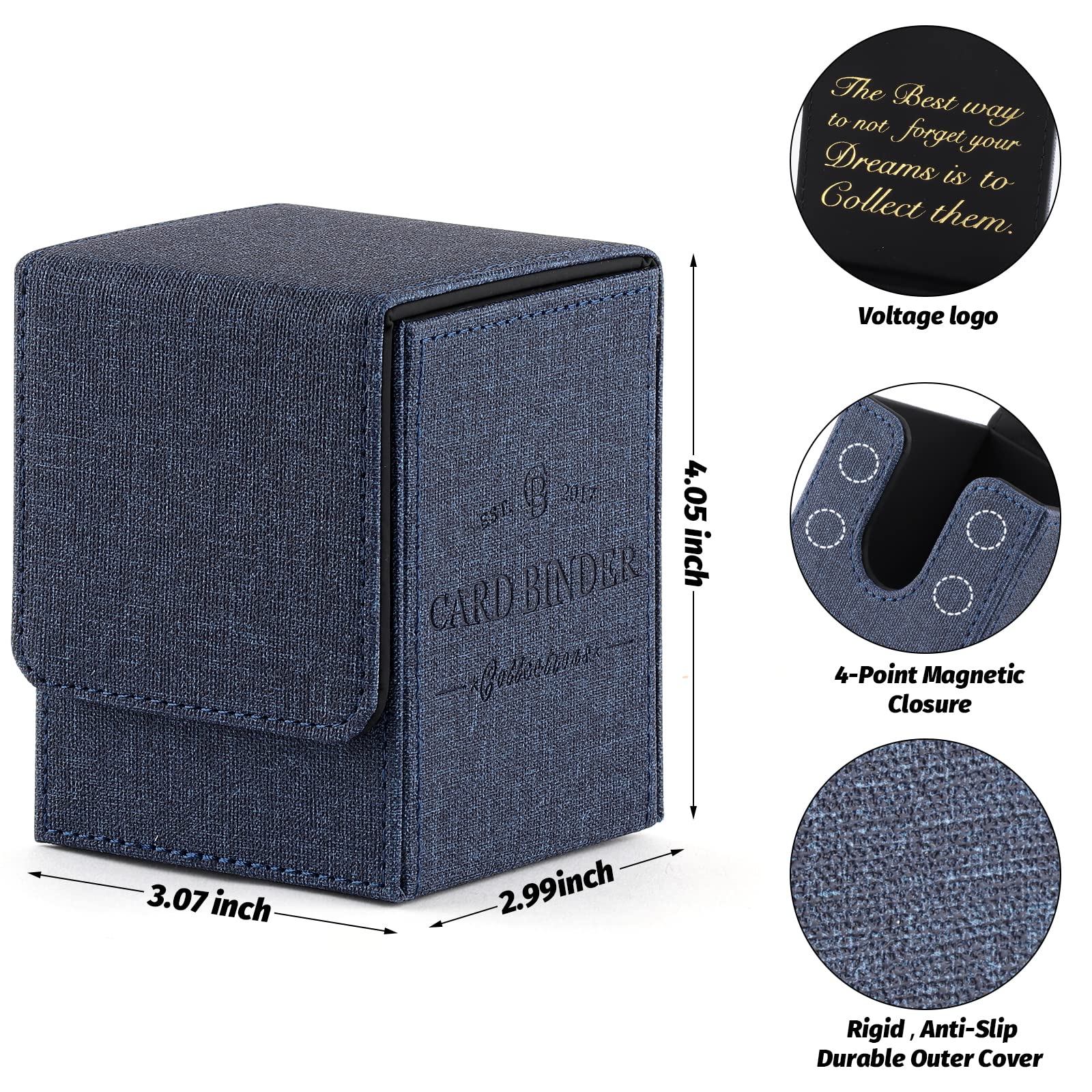Arkeiliy Deck Box for 100+ Sleeved Cards, Magic Deck Box Holder for Collectible Card, Deck Storage Box Compatible with Trading Card Games MTG, TCG, CCG, Yugioh (Blue)