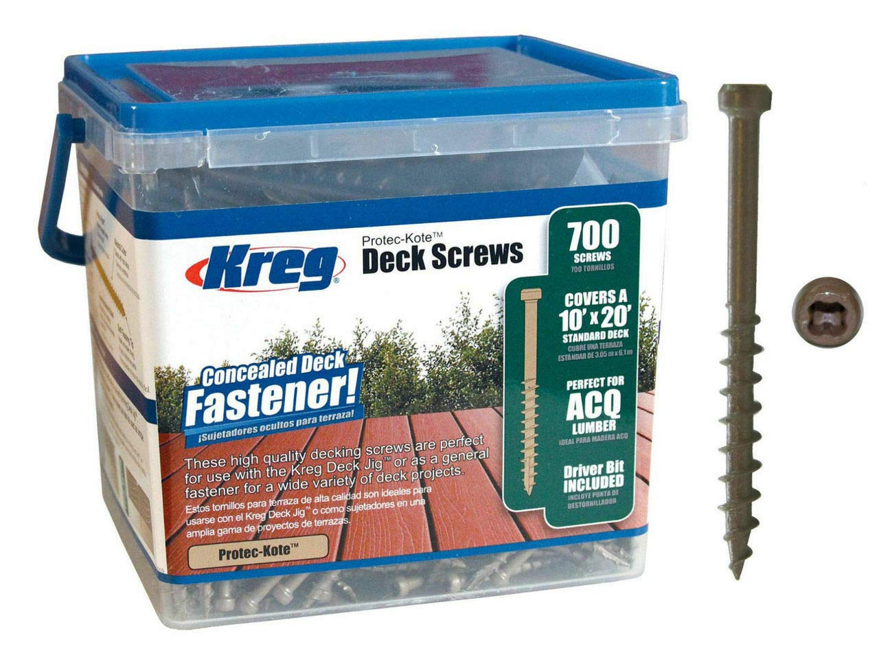 Kreg SDK-C2W-700 Protec Kote Deck Screws 2-Inch, #8 Coarse Thread, Compact Head (700 Count)