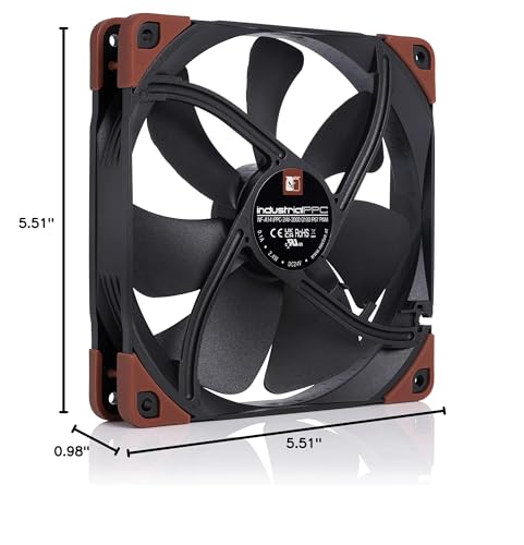Noctua NF-A14 iPPC-24V-2000 Q100 IP67 PWM, Heavy Duty Cooling Fan, 4-Pin, 2000 RPM, 24V Version (140mm, Black)