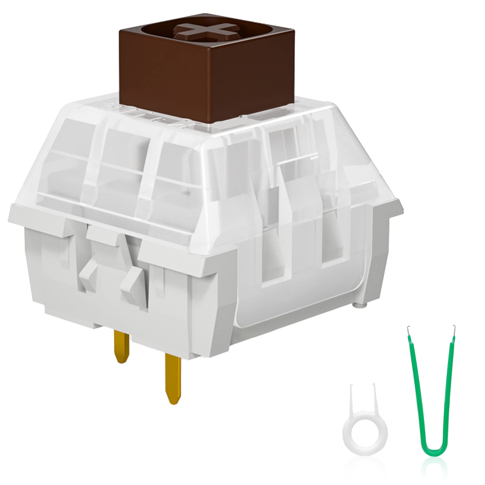 AUDHEID Mechanical Key Switches,Tactile Keyboards Switch Storage Box with Keycap Puller and Switch Puller,3 Pin Plate Mounted Tactile Switches(Kailh Box Brown Switch,30 Pcs)