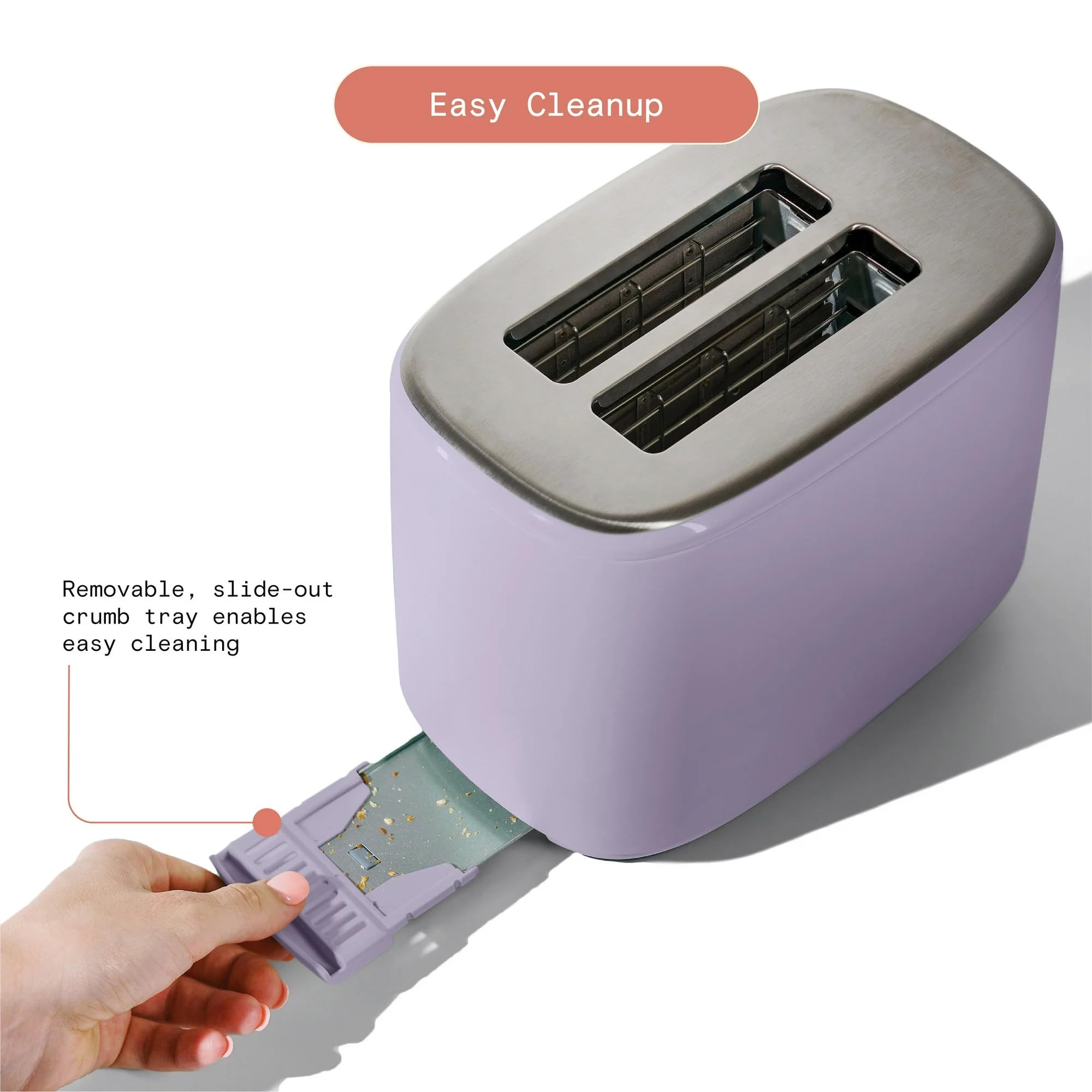 Beautiful 2 Slices Toaster with Touch-Activated Display, 7 Browning Settings, Bagel & Frozen Bread Presets, Slide-Out Crumb Tray Stylish Kitchen Toaster by Drew Barrymore (Lavender)