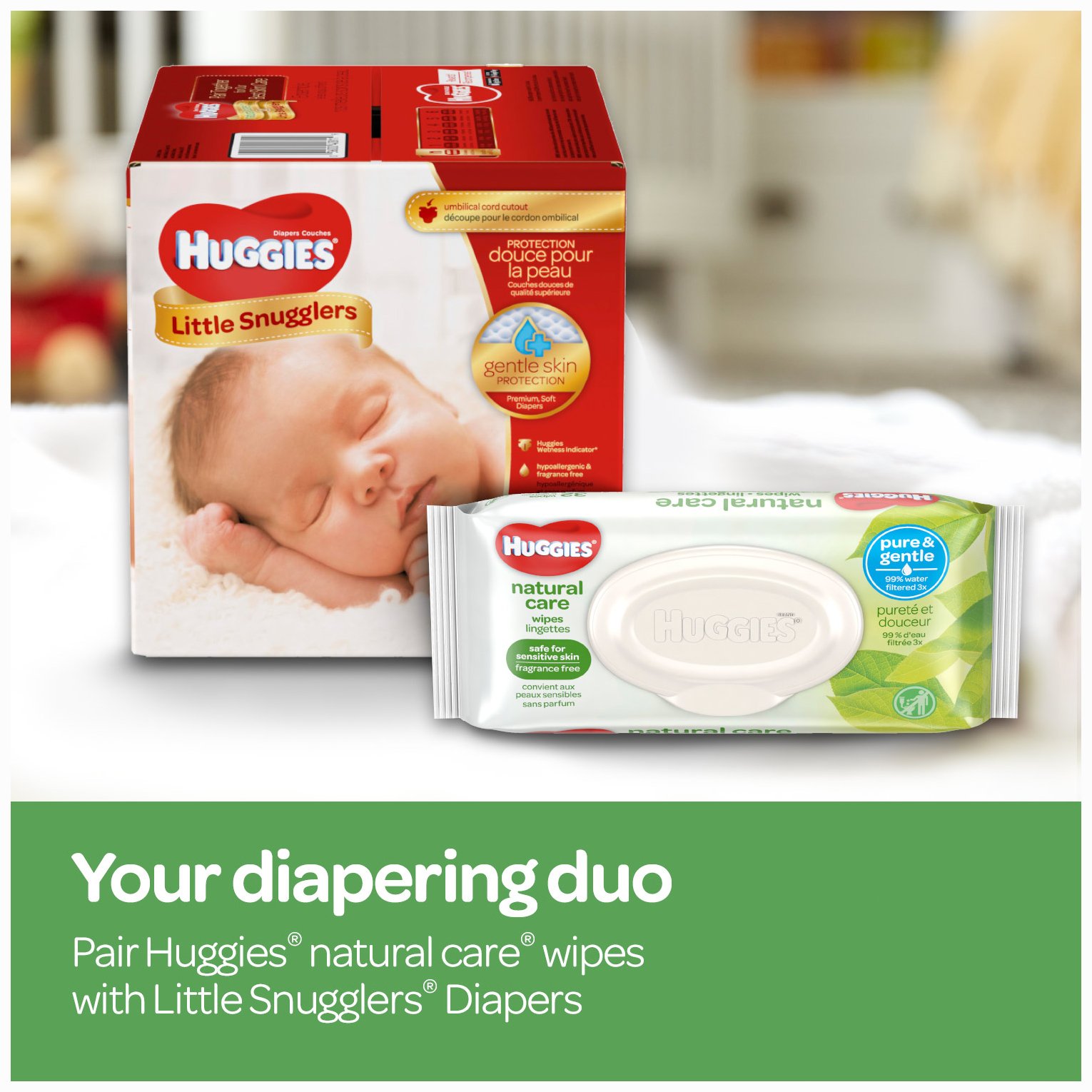 HUGGIES Natural Care Unscented Baby Wipes, Sensitive, Water-Based, 2 Refill Packs, 368 Count Total