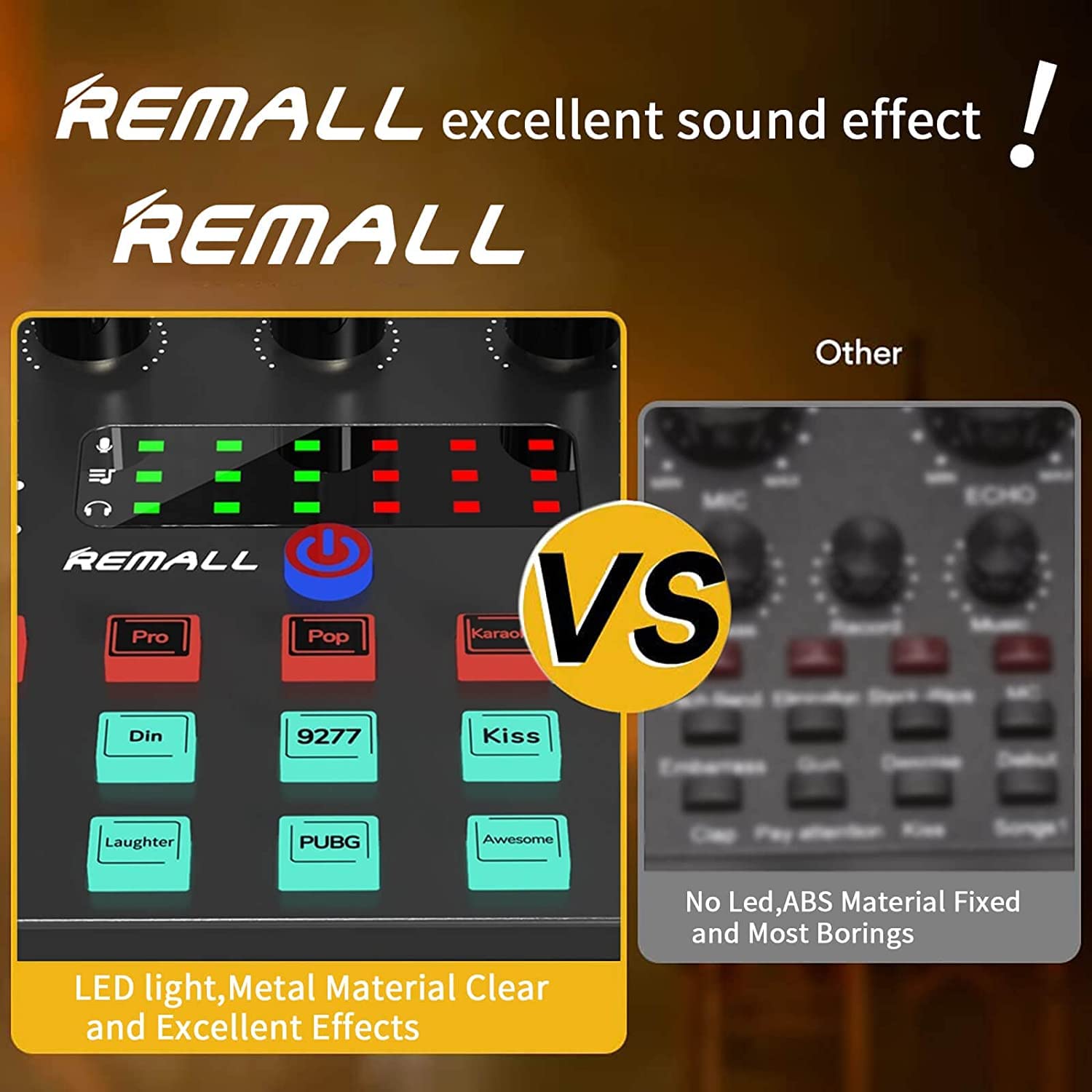 Audio Interface DJ Mixer Sound Card V8，Remall Podcast Equipment Bundle Studio Guitar Voice Changer Live Streaming Recording Gaming Broadcast PC Phone