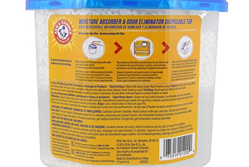 Arm & Hammer Moisture Absorber & Odor Eliminator 14oz Tub, 3 Pack - Eliminates Musty Odors & Freshens Air for Closets, Laundry rooms, Mud Rooms, white