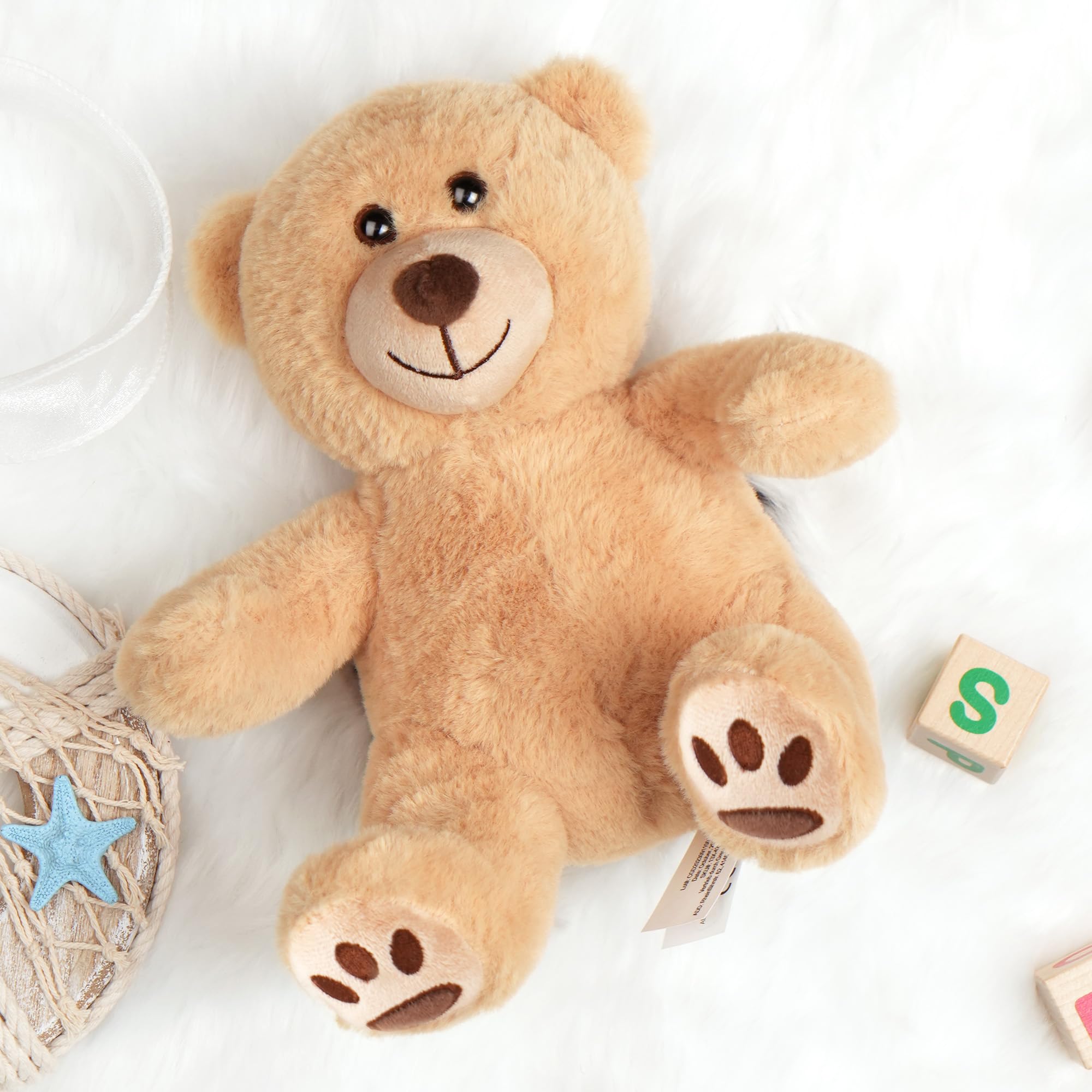 LotFancy Teddy Bear Stuffed Animal, 8 inch Brown Teddy Bear Plush Toy, Valentines Day Gifts for Girlfriend, Birthday for Kids