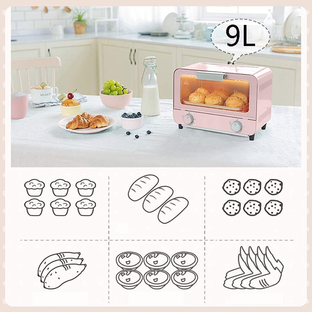 9L Mini Oven,Adjustable Temperature 60-230 ℃ and 30 Minutes Timer Multifunctional Home Baking Oven Baking Cake Convection Countertop Toaster Oven (Blue) (Blue)