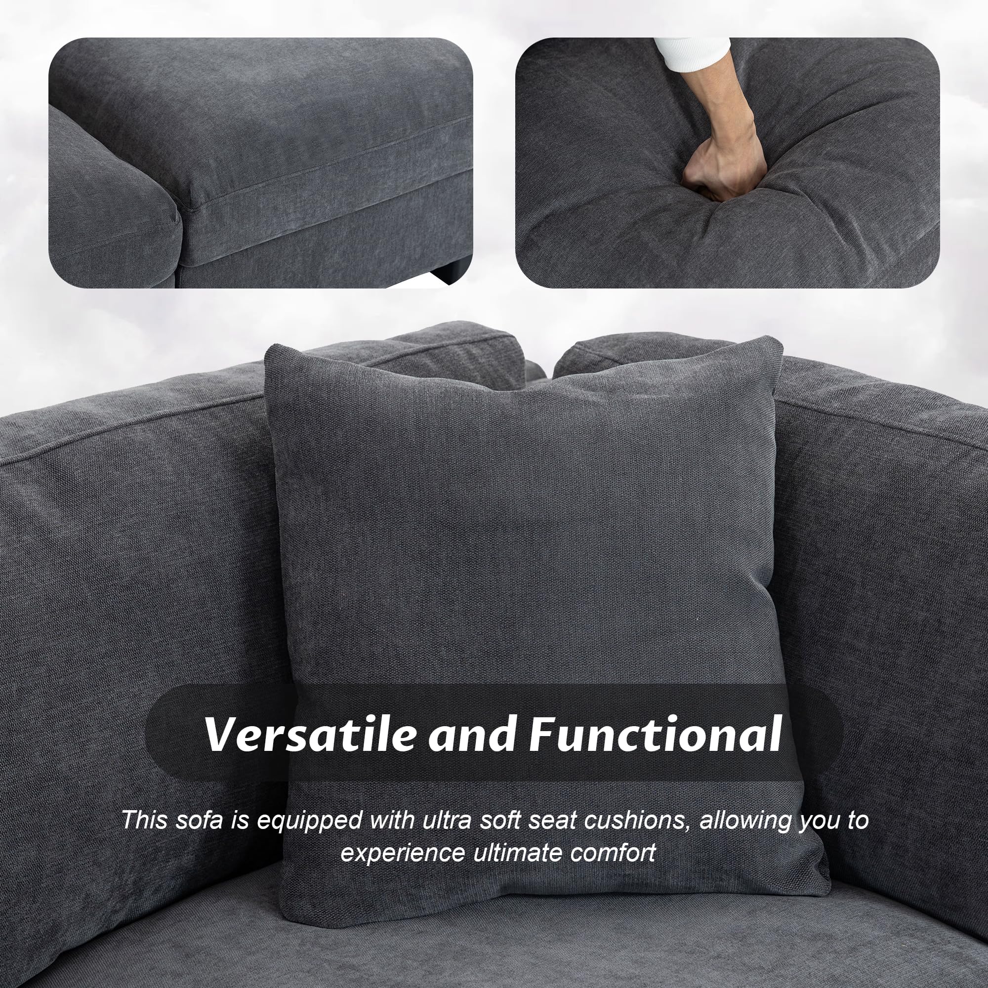 Merax Modern Upholstered Modular Sectional Sofa with Removable Storage Ottoman and Hidden Cup Holders Freely Combinable Indoor Furniture Sets for Apartments,Studio,Office, 5 Seat-L Shape, Grey