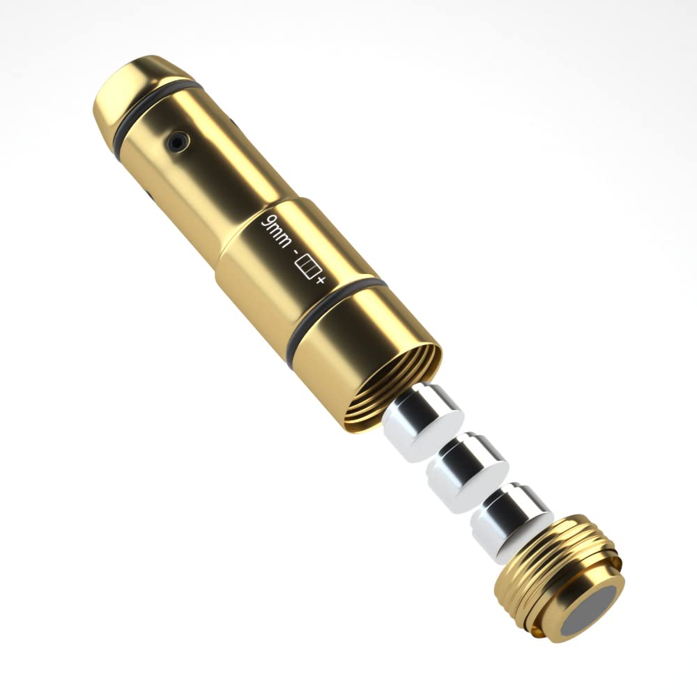 9mm Laser Training Cartridge with Built in Snap Cap for Dry Fire Training Practice, Extra Rubber Back Cap Included