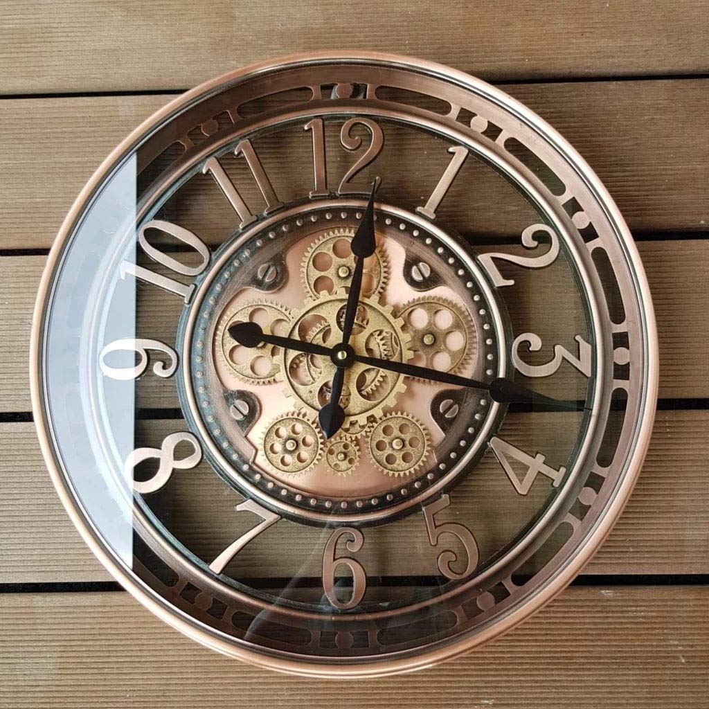 INFINITY TIME 21 Inch Moving Gears Wall Clock,Large Wall Clocks for Living Room Decor,Metal Decorative Wall Clock,Copper Roman Numeral