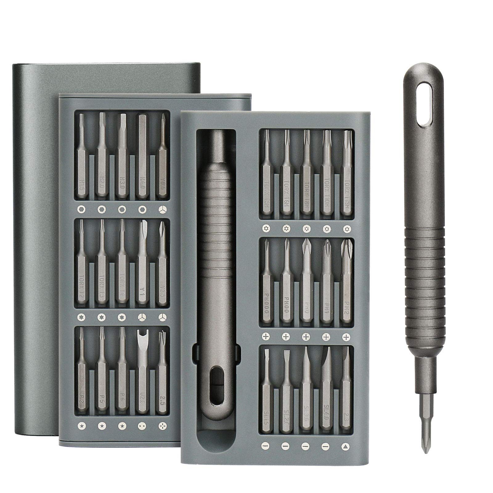 ABLY 31 in 1 Precision Screwdriver Set Mini Screwdriver Kit with 30pcs S2 Steel Bits Screwdriver for Phone Watch Camera Computer Laptop Switch Game Consoles