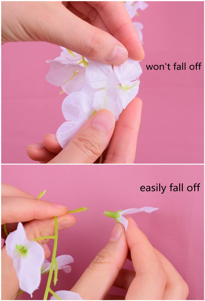 MARTHA&IVAN 26 Stems Artificial Wisteria Garland Fake Wisteria Vine Hanging Flower Bush String for Wedding Garden Party Decoration (26 Stems White)