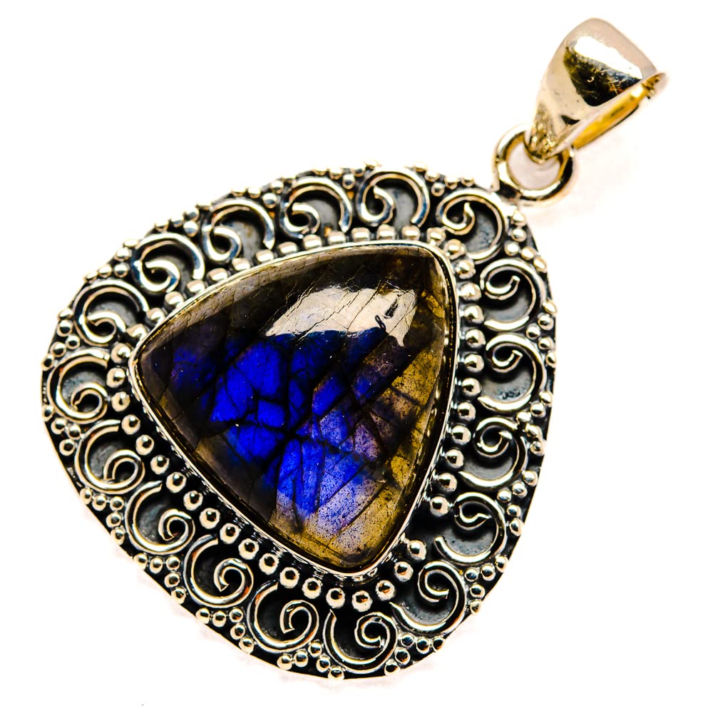 Ana Silver Co Labradorite Pendant 1 7/8" (925 Sterling Silver) - Handmade Jewelry, Bohemian, Vintage PD25209