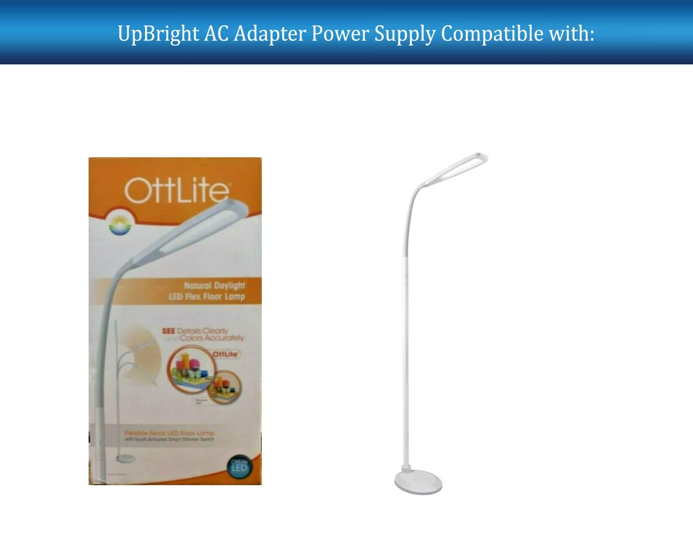 UpBright 20V 370mA AC/DC Adapter Compatible with OttLite P9300C Natural Daylight Flex Floor LED Lamp OTT Lite P9300 C Day Light 20VDC 0.37A 20.0V Power Supply Cord Cable PS Wall Home Battery Charger