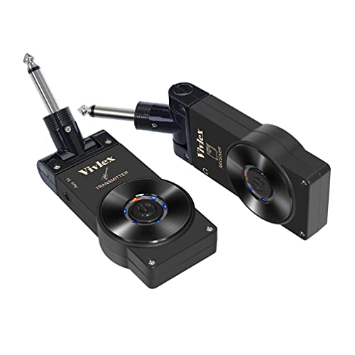 Vivlex Wireless Guitar System Guitar Transmitter Receiver Set 2.4GHz 6 Channels Wireless Audio System for Electric Guitar Bass Violin Keyboard, Built in Rechargeable Battery, 8 Hours Working Time