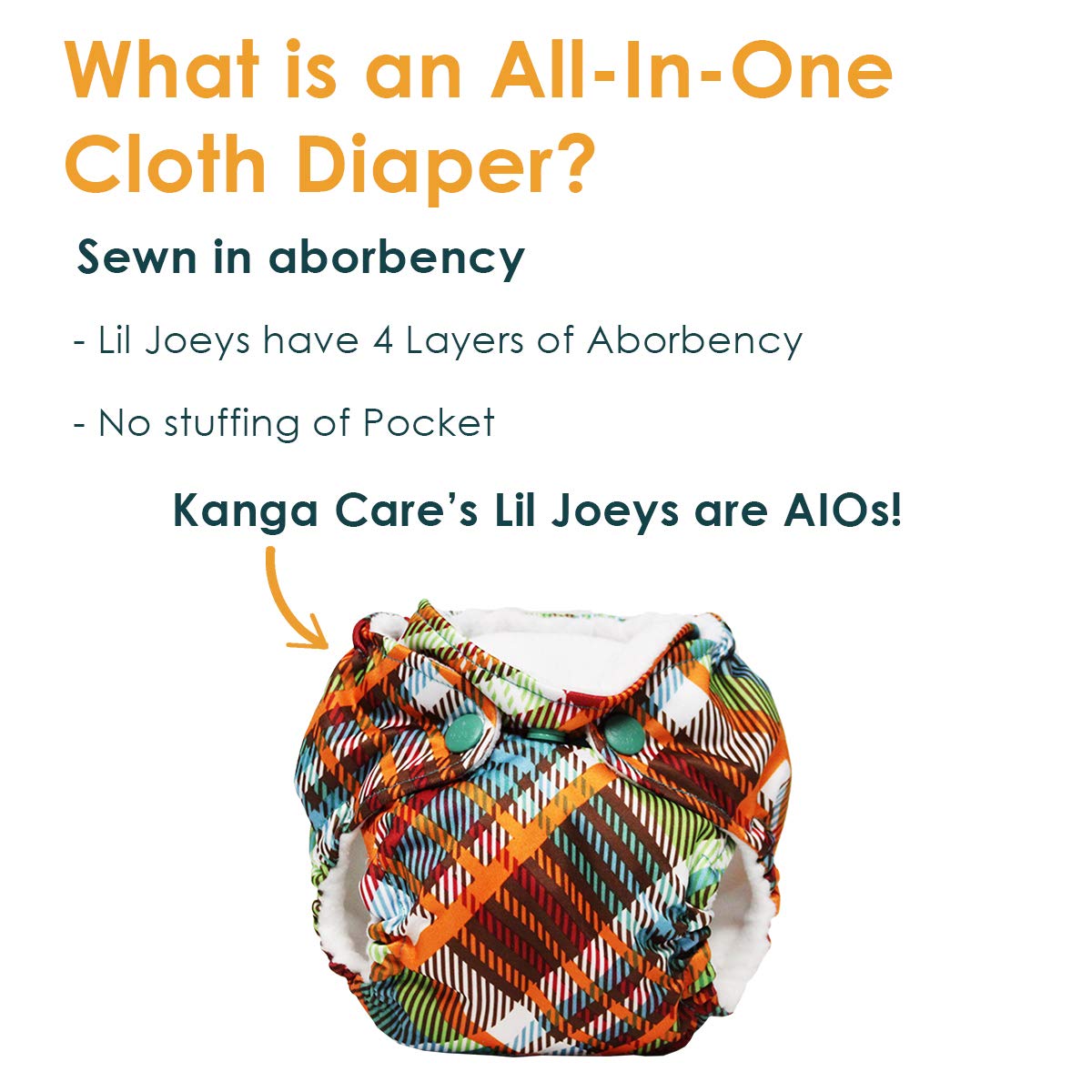 Kanga Care Lil Joey Newborn All in One AIO Cloth Diaper (2pk) Platinum 4-12lbs