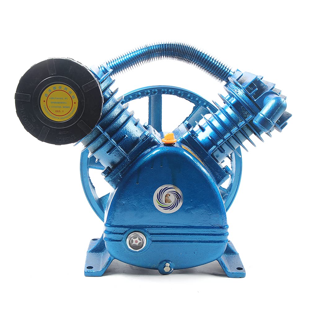 KinHall 5.5HP Double-Cylinder Air Compressor Pump Head, 21cfm V-Type Double-Stage Universal Low-Energy Air Compressor Head Motor, Faster Inflation And Low Noise, 175psi Exhaust Cylinder Cast Iron