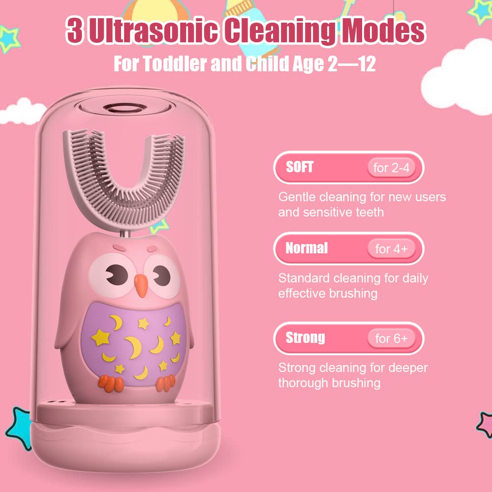 AUITRONCARE Kids Electric Toothbrush, U Shaped Ultrasonic Automatic Toothbrush