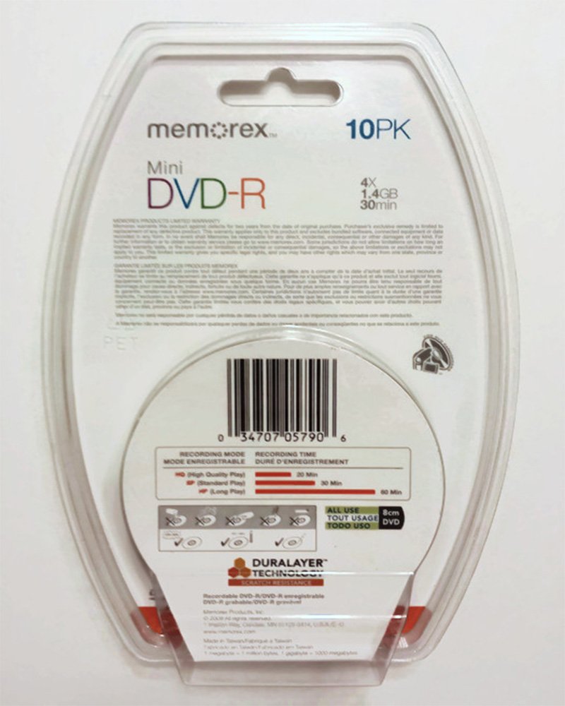Memorex 1.4GB Mini DVD-R Media, 10 pack