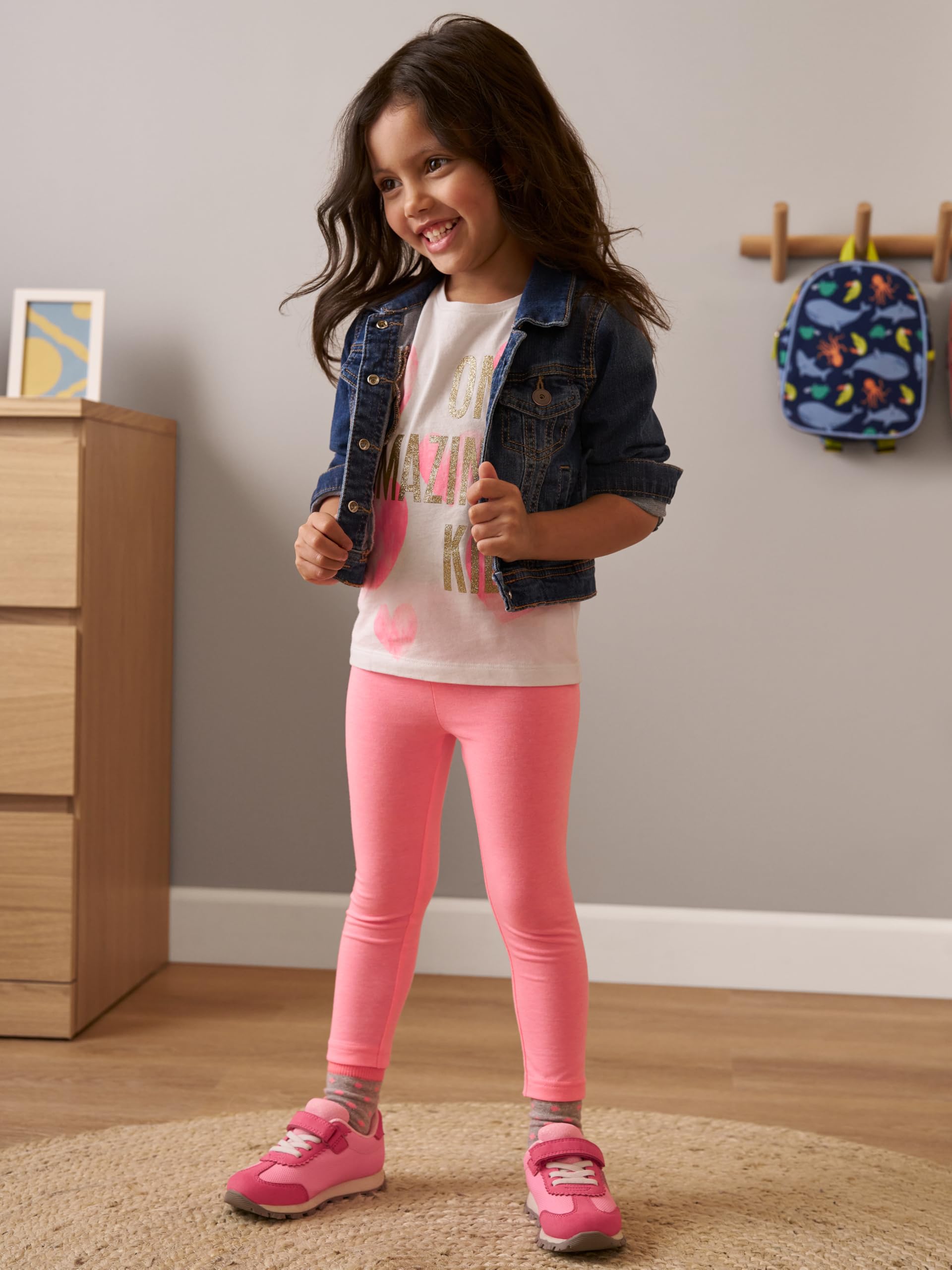 Simple Joys by Carter's Girls' 3-Pack Leggings, Navy/Pink/Denim, 3T