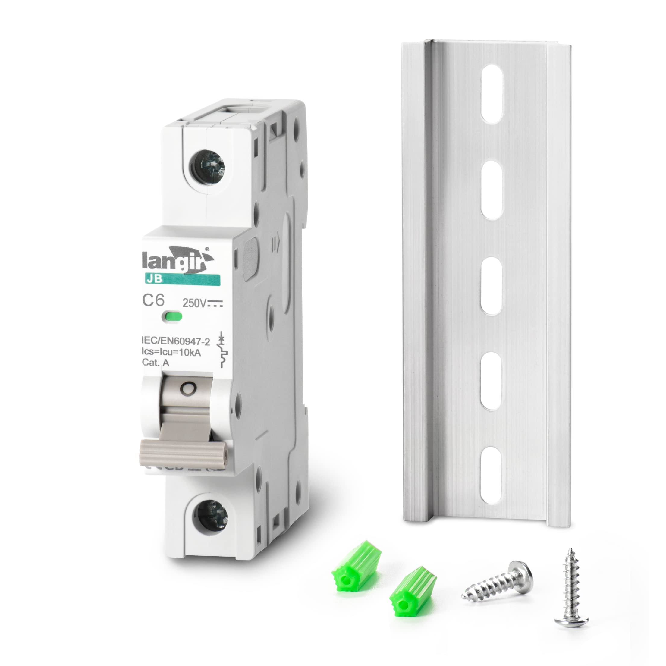 LANGIR DC Circuit Breaker 6A 1 Pole Voltage Protection for Battery and Solar PV System DIN Rail Mount, Solar Disconnect Switch