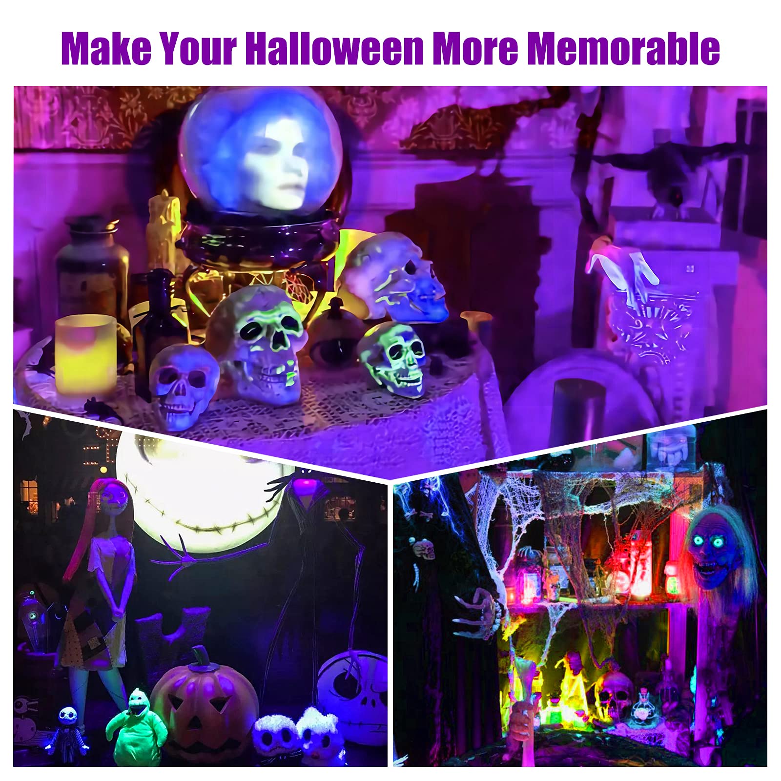 9W led Black Light Bulb, A19 E26 Screw Base Black Lights, Cast Neon in The Dark When Lighting at Reactive Surfaces, 380-420 nm Black Bulb for Halloween, Christmas, Birthday, Glow Party (4PK)