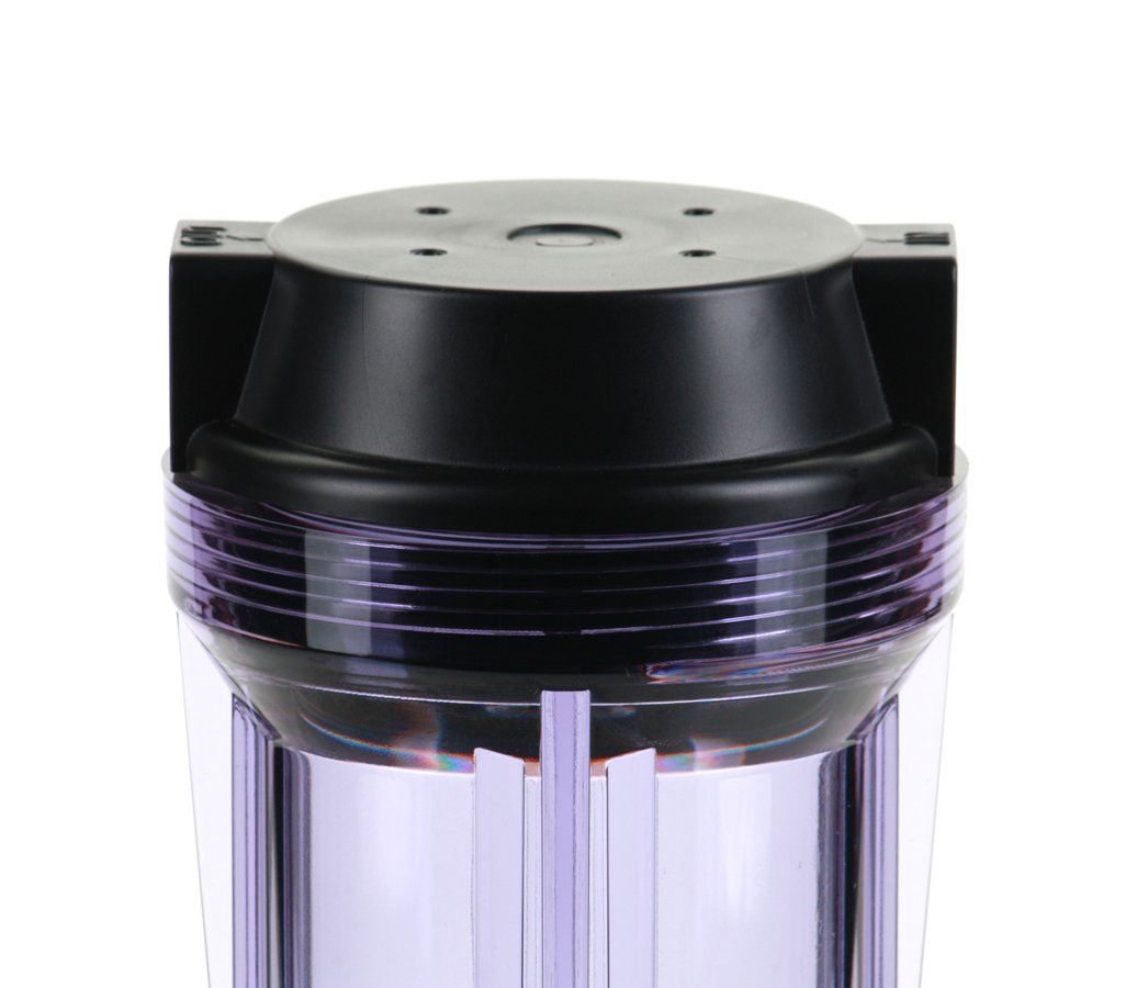 Hydronix HF2-10CLBK14, 10" Clear Housing with Black Flat Cap For RO & Filtration Systems, 1/4" Ports