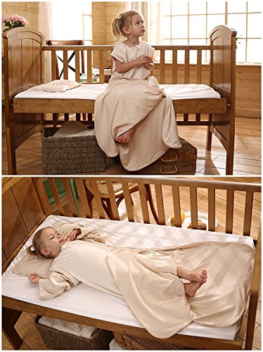 OuYun Baby Organic Sleeping Bag Autumn Detachable Sleeve Wearable Blanket,Small,2.5 Tog