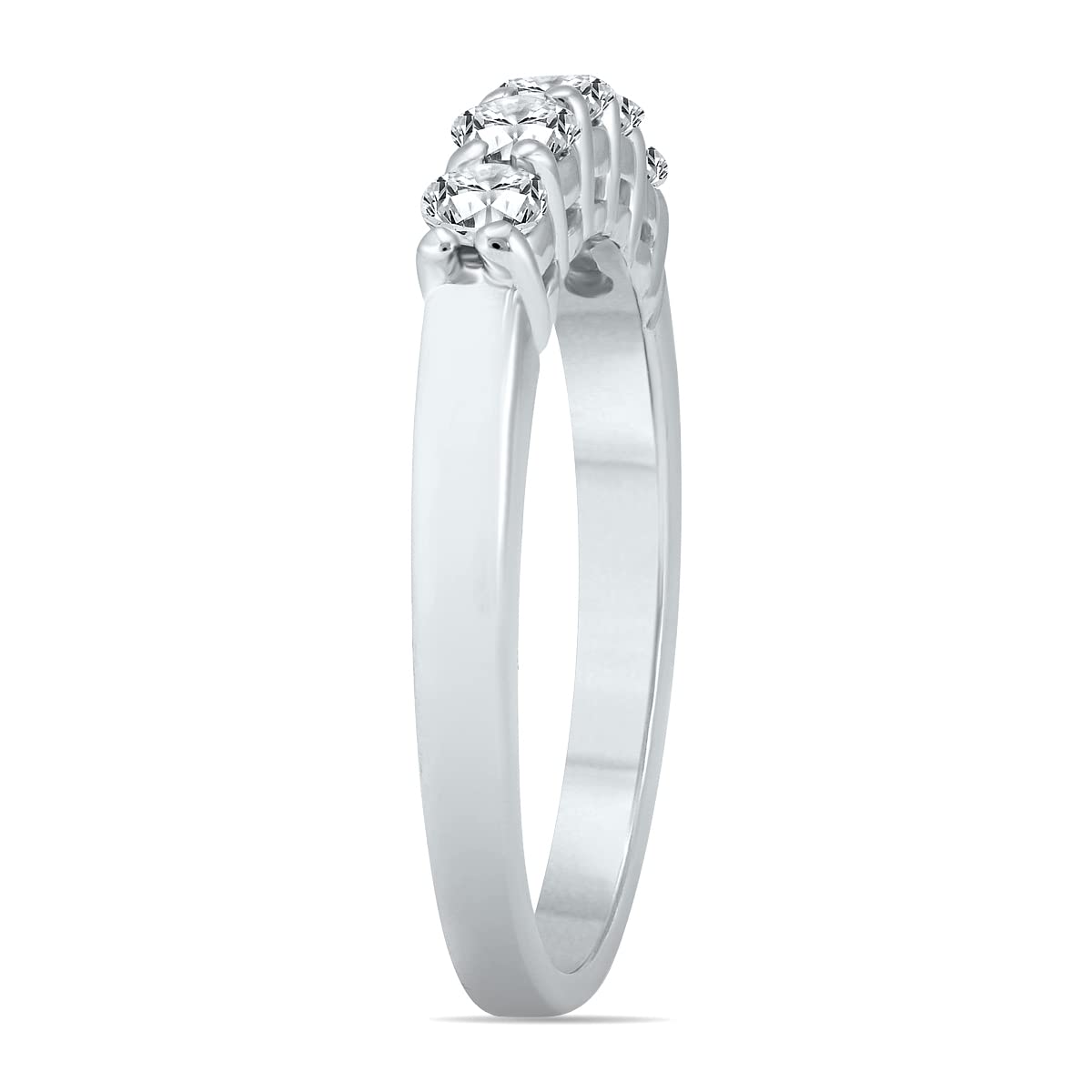 AGS Certified 1/2 Carat TW Five Stone Diamond Wedding Band in 10K White Gold