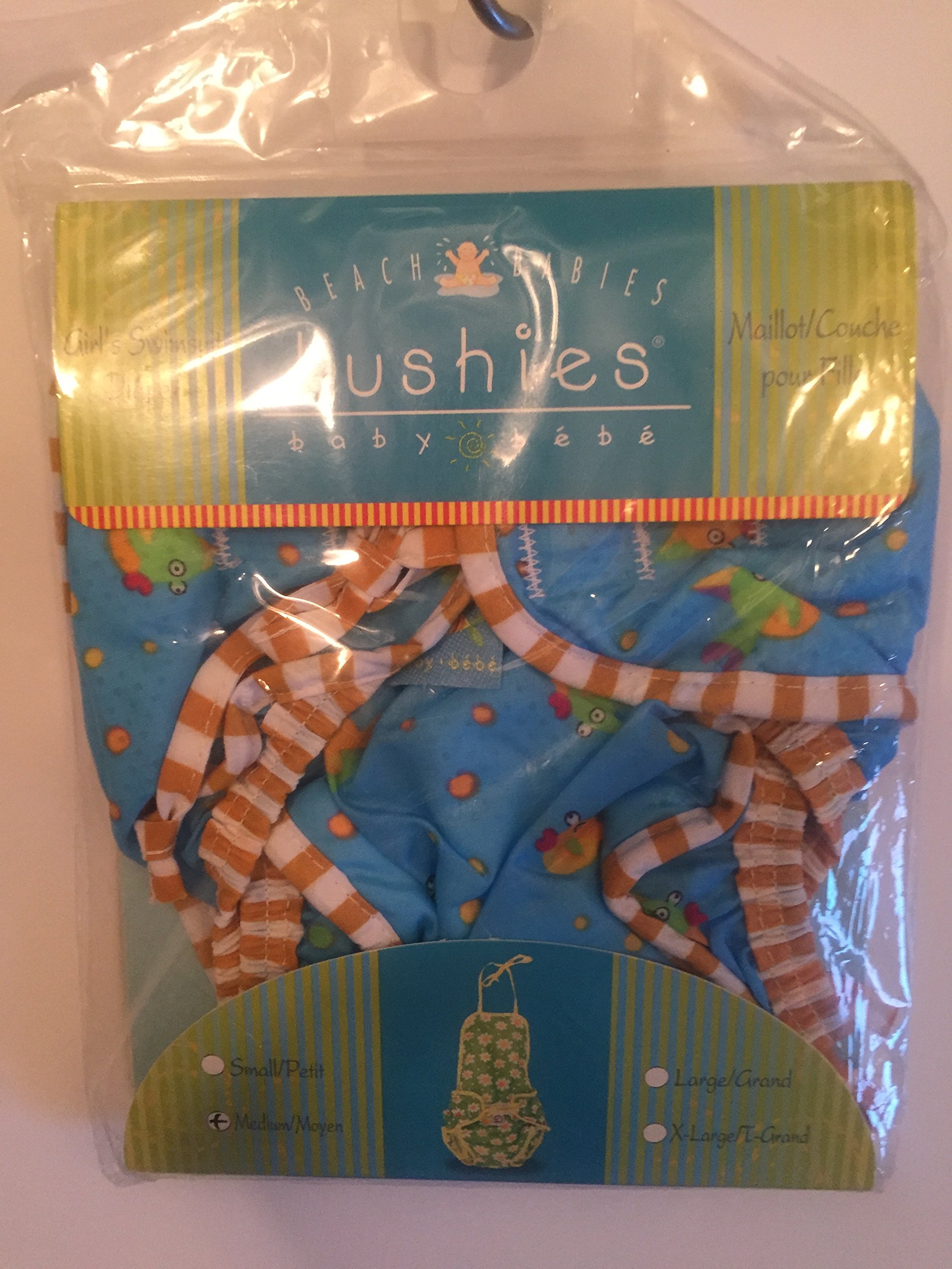 Kushies Girls Swimsuit Diaper - XLarge - Fish on Blue Background …