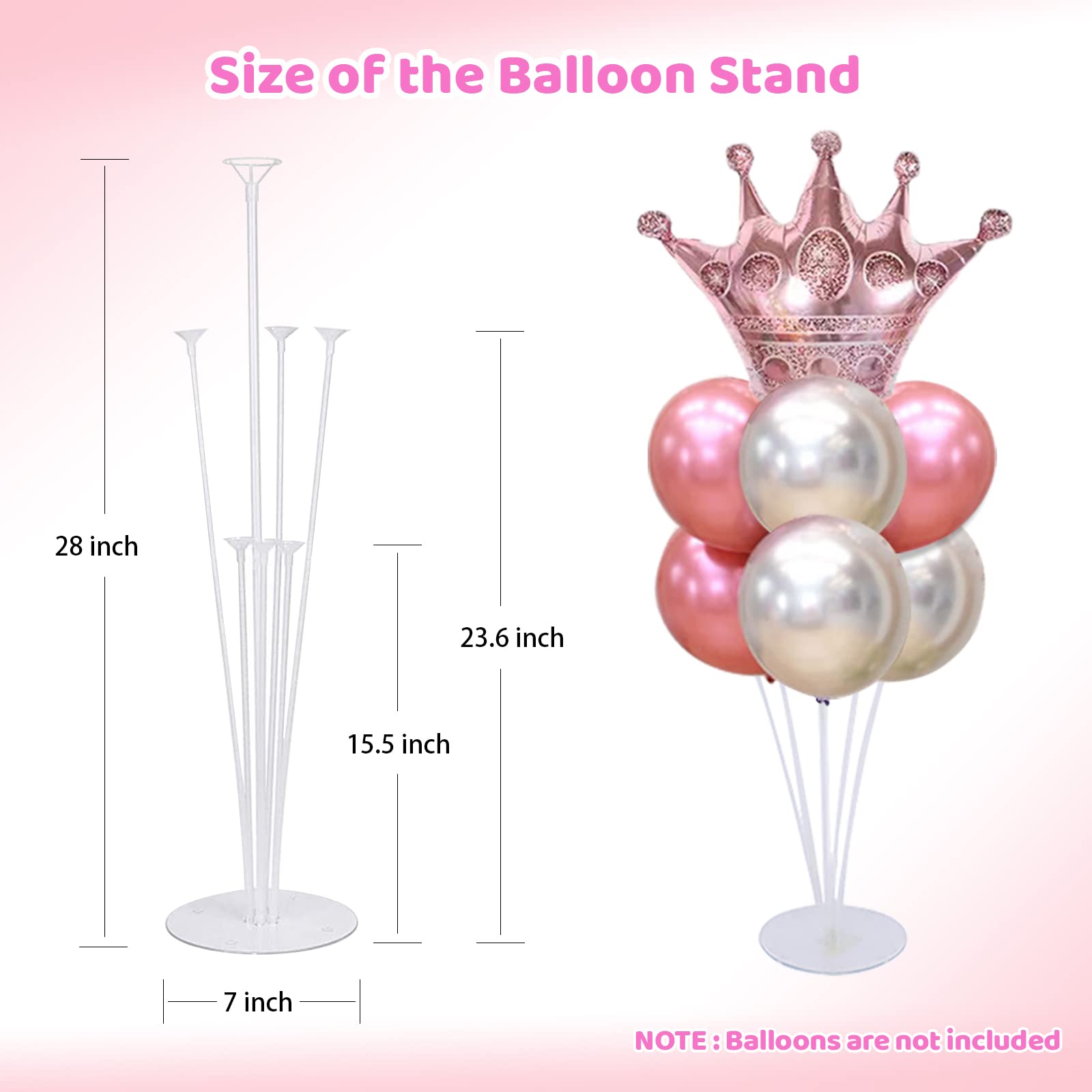 ROYUYE 7 Sets Balloon Stands for Table Balloon Stand Kits Clear Table Balloon Centerpiece Stand Balloon Holder Decorations for Birthday Baby Shower Graduation Party Decorations