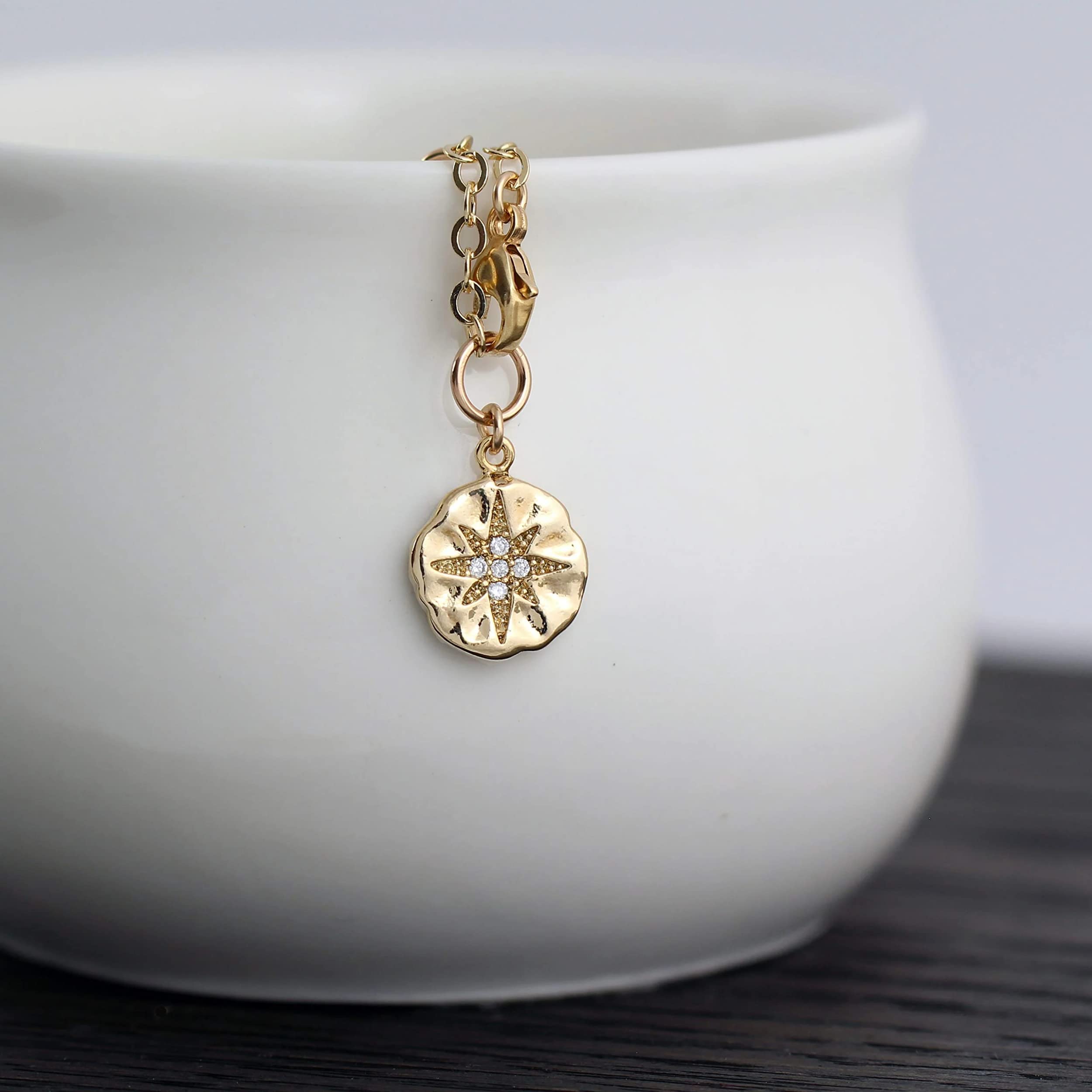 A Charmed Impression Retirement Gift for Women • Enjoy The Next Chapter • Diamond Starburst Charm Bracelet• 14k Gold • Congratulations • You'll be Missed • Be Proud of The Difference You Have Made