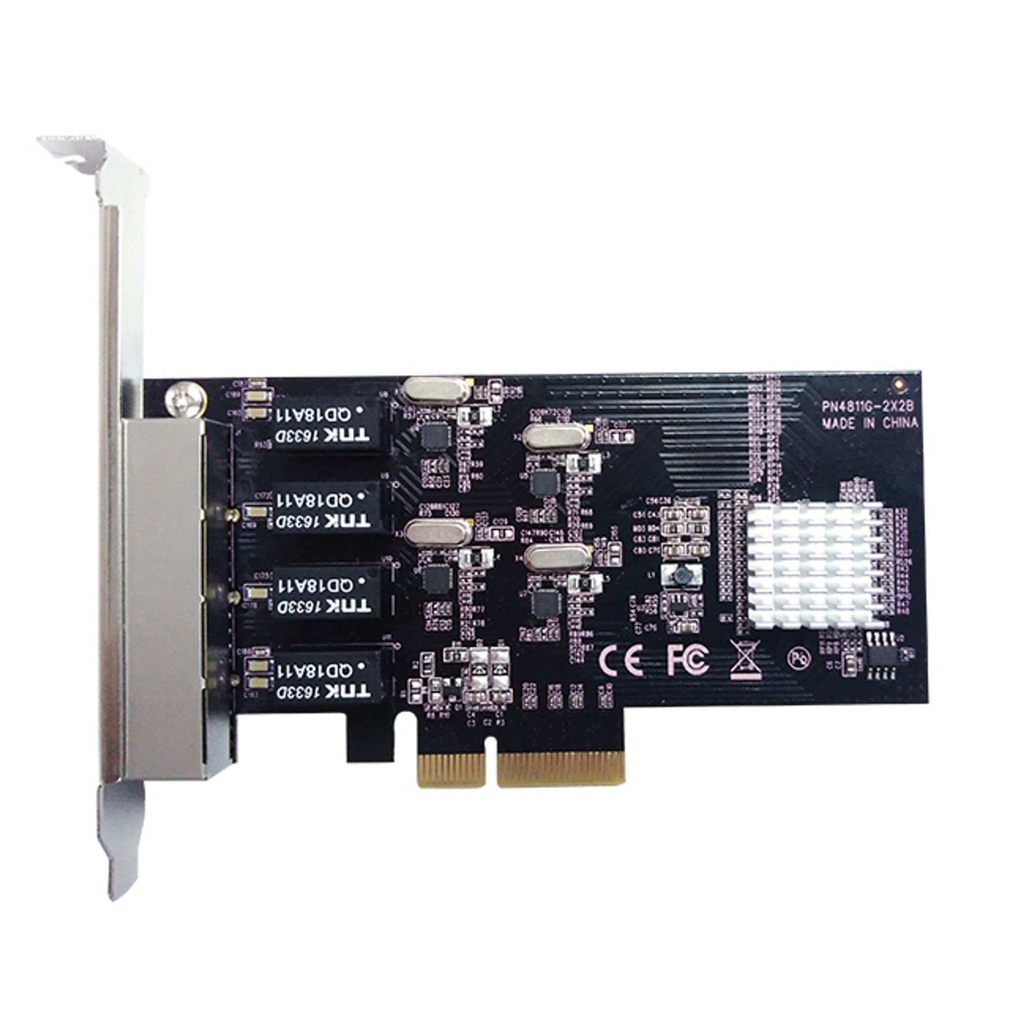 Vantec 4-Port PCIe Gigabit Ethernet Network Card with Low Profile Bracket 9K Jumbo Frame for PCIe x4/x8/x16 Slot Black/Silver (UGT-PC100GNA)