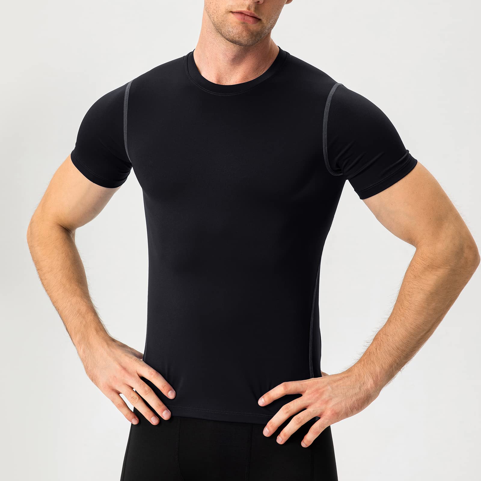 ABTIOYLLZ Men's Athletic Shirts Compression Running T Shirt Base-Layer Quick Dry Fit Workout Short Sleeve Undershirts