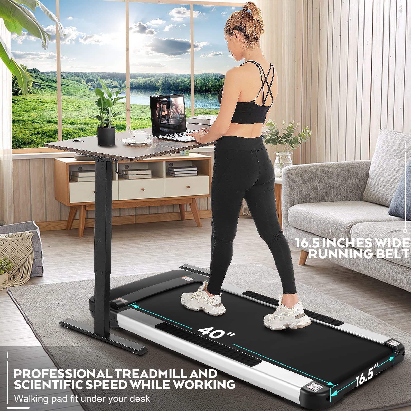 ANCHEER Under Desk Treadmill, 300 lb Capacity Walking Pad Treadmill with Remote, Electric Portable Treadmill with LCD Touch Display, Installation-Free and 12 Preset Programs Running Machine (Gray)
