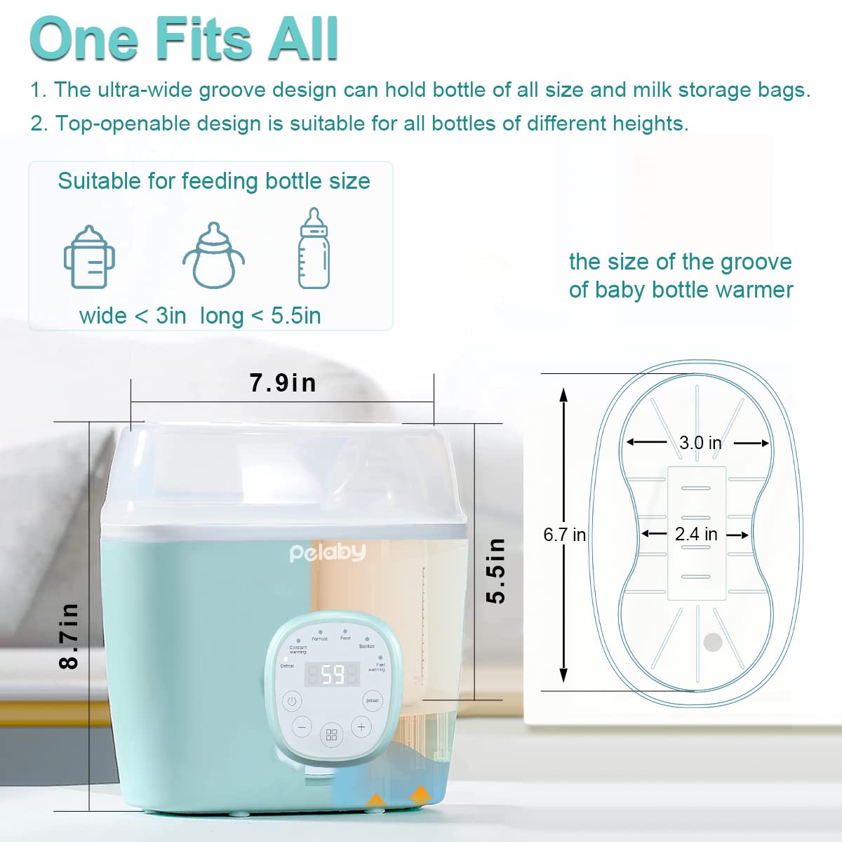 BEMISO Baby Bottle Warmer, 6-in-1 Bottle Warmer for Breastmilk or Formula with LCD Display Smart Temperature Control & Timer, Fast Baby Food Bottle Warmer & Defrost Without Any Losing Nutrition