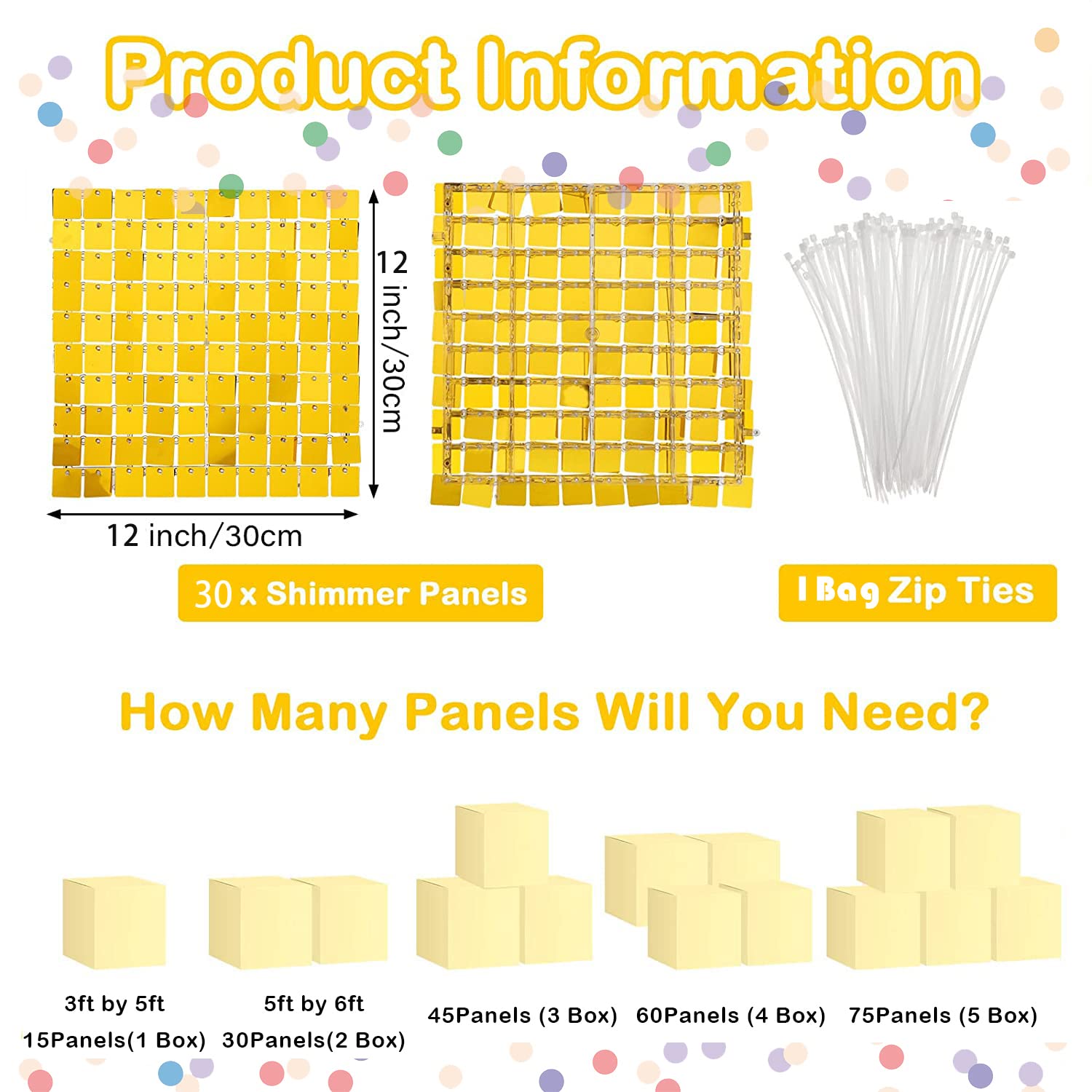 Champagne (Light Gold) Shimmer Wall Backdrop Panel - Birthday, Anniversary, Wedding Decorations, Engagement & Bridal Shower Party Decor | Glitter Bling Photo Backdrops Sheets (30 pcs (5×6 FT)