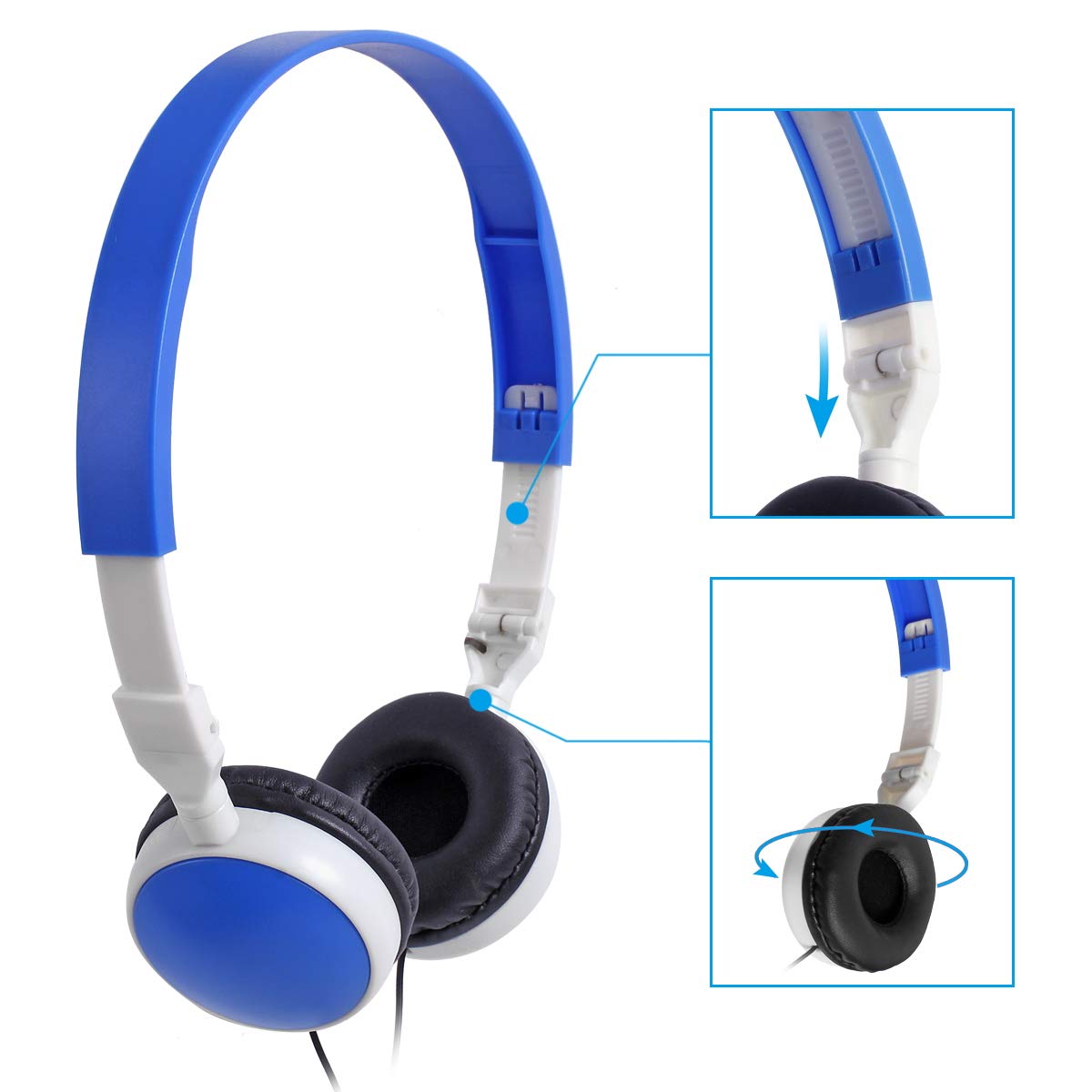 Keewonda Wholesale Bulk Headphones Classroom Earbuds (KW-X25) 25 Pack Kids Headphones in Bulk Foldable Headsets for School,Computer Lab, Library,Hospital, Museums, Testing Centers, Hotels